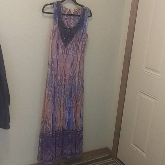 Reba | Dresses | Womens Reba Beaded V Neckline Maxi Dress | Poshmark